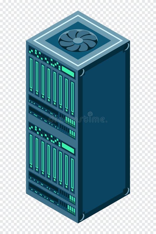 Isometric Server. Network Server Room. 3D Computer Equipment. Storage ...