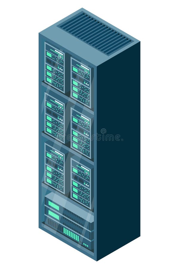 Isometric Server. Network Server Room. 3D Computer Equipment. Storage ...