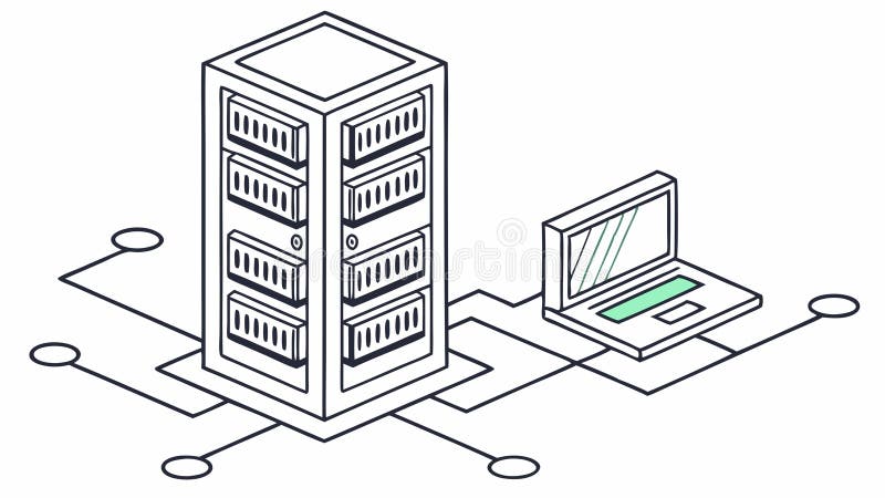 Isometric Server Rack Connected To Laptop, Network Setup, Vector Design Generative AI Stock ...