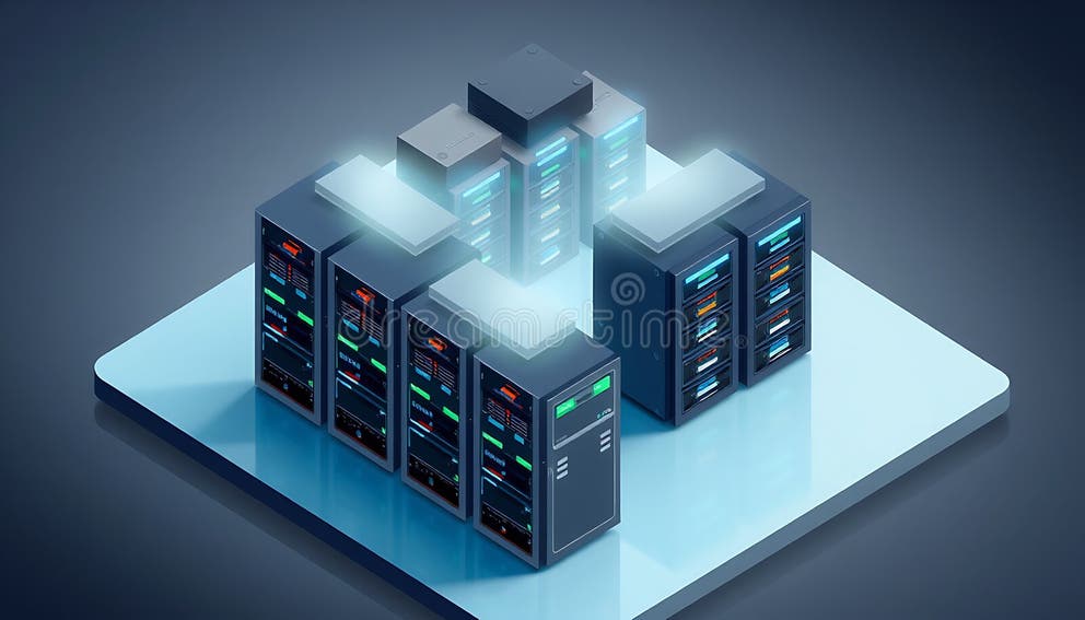 Isometric Server Racks Data Center, it Infrastructure, Network Hardware ...