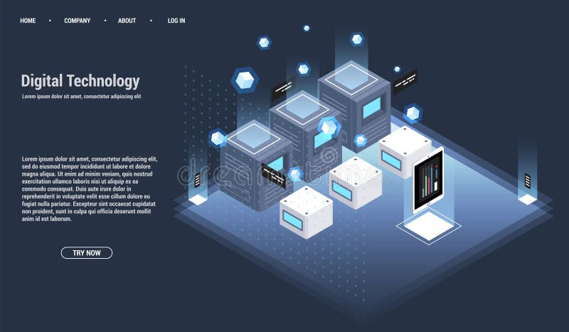 Datacenter Isometric Vector Illustration. Information Flow,digital Science Lab, Data Center ...
