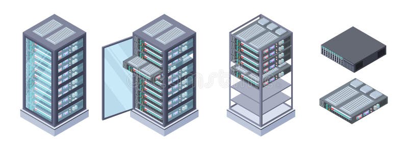Data Network Management Vector Isometric Map with Business Networking ...