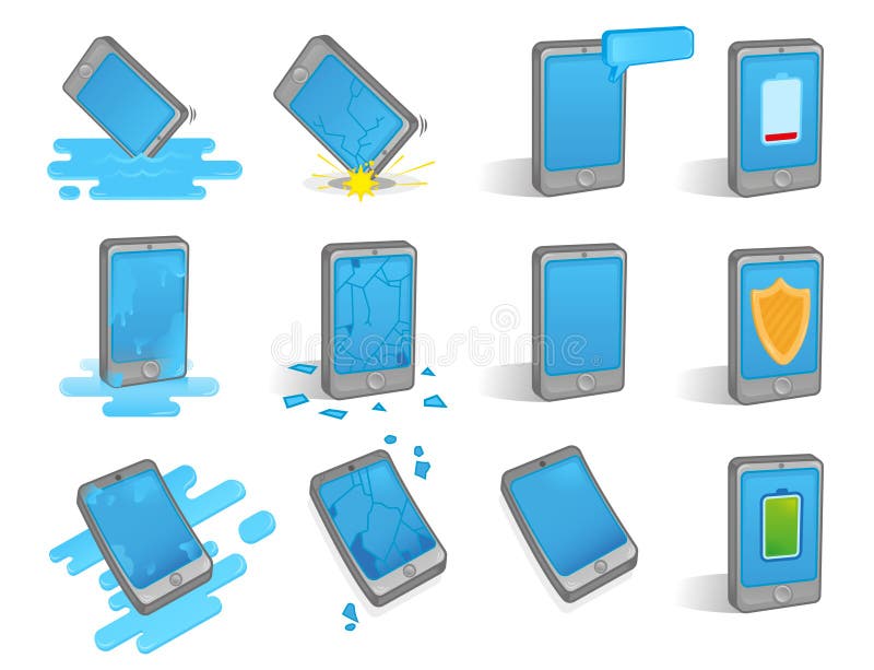 Set broken smartphone stock vector. Illustration of battery - 116133613