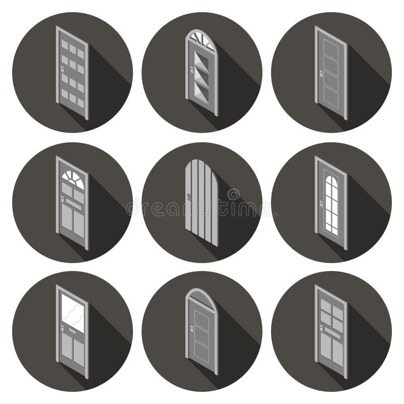 Icons set of doors types. stock vector. Illustration of border - 90255744
