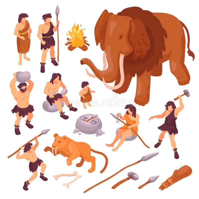 Primitive Men Illustration stock vector. Illustration of prehistoric ...