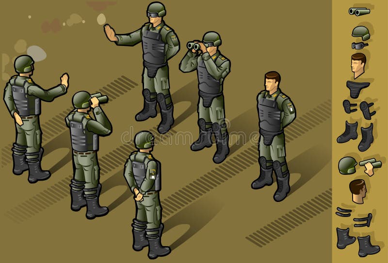 Isometric Set of Military People Standing Stock Vector - Illustration ...