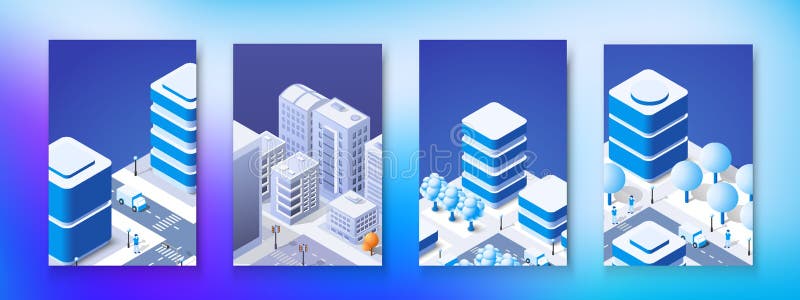 Isometric set module city stock vector. Illustration of black - 158190048