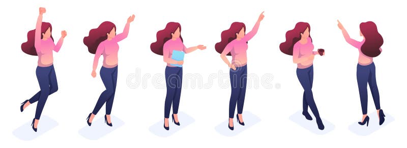 Isometric Set Women`s Hairstyles, Hair Style Stock Vector ...