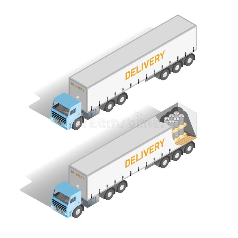 Isometric Set Truck Inside and Outside. Vector Stock Vector ...