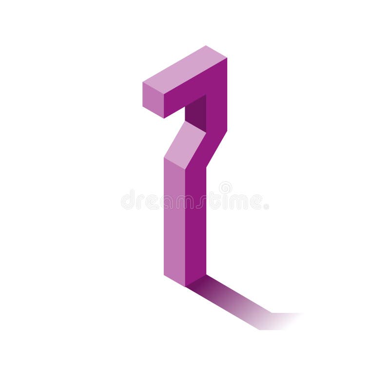 Isometric Seven Violet Icon, 3d Character with Shadow Stock Vector ...
