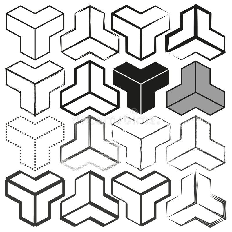 Isometric Shape Collection. Geometric Abstract Forms. Black and White ...