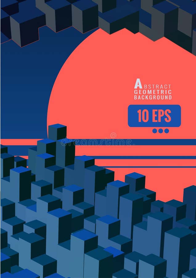 Isometric Shape Graphic Background on Blue Color Stock Vector ...