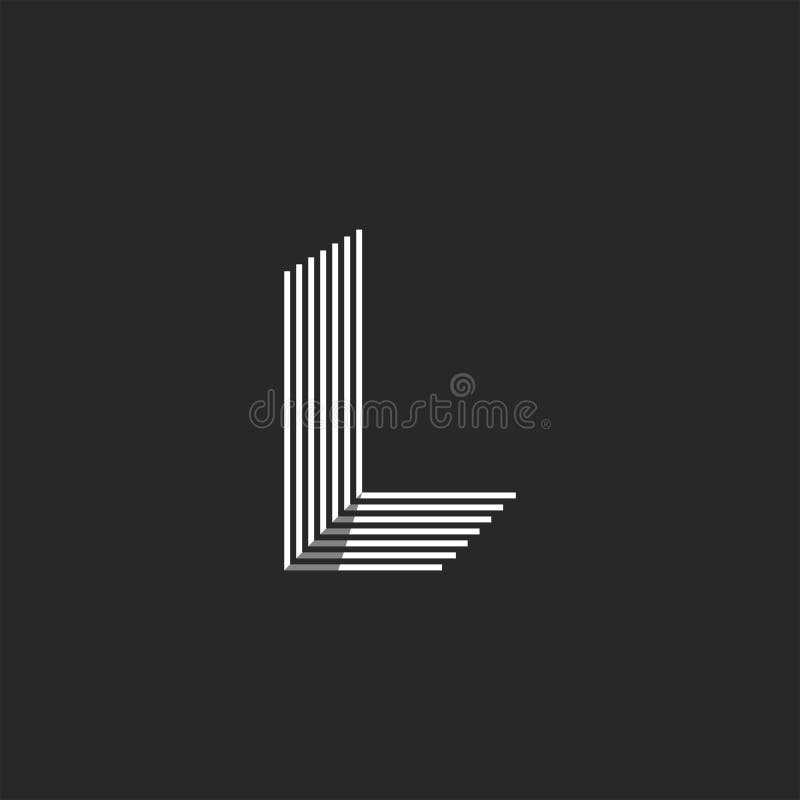 Isometric Shape Letter L Logo Many Parallel Thin Lines Geometric Form ...