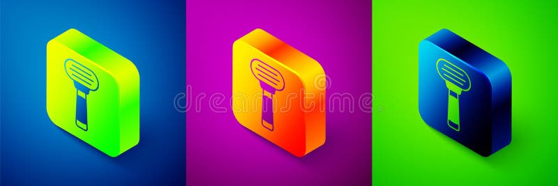 Isometric Shaving Razor Icon Isolated on Blue, Purple and Green ...