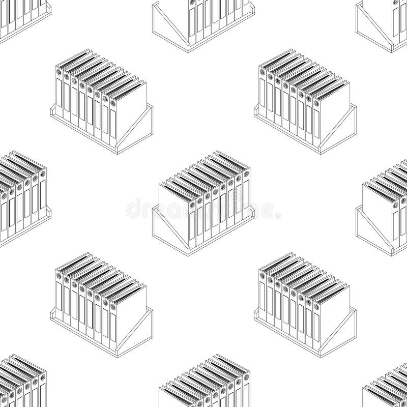 Isometric Shelf with Folders. Office Shelf with Documents and Files in ...