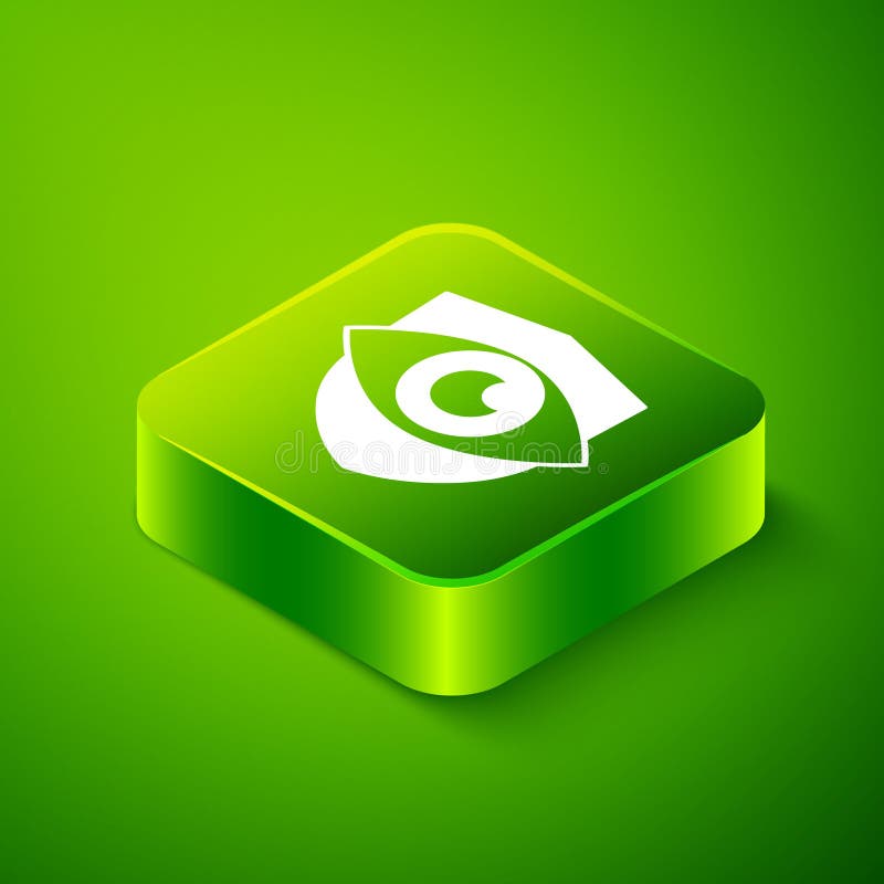Isometric Shield and Eye Icon Isolated on Green Background. Security ...