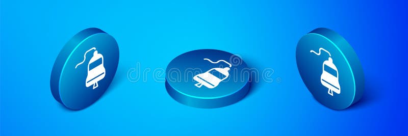 Isometric Ship Bell Icon Isolated on Blue Background. Blue Circle ...