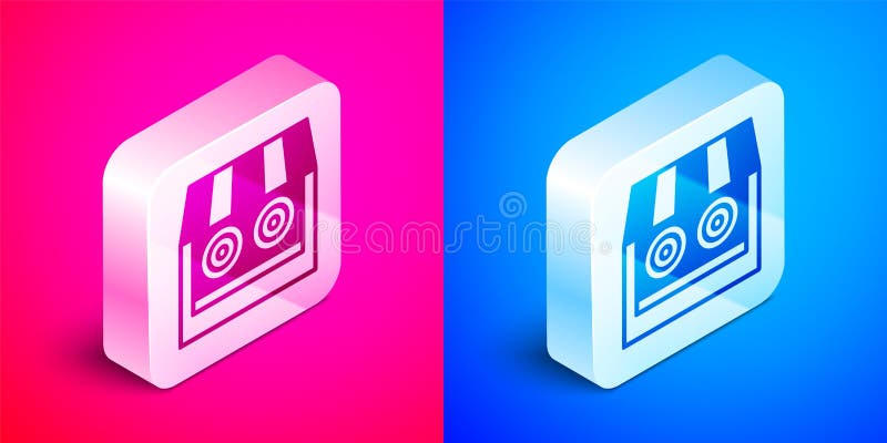 Isometric Shooting Gallery Icon Isolated on Pink and Blue Background ...