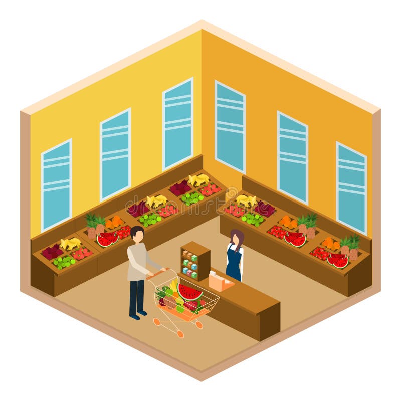 Isometric shop stock illustration. Illustration of commercial - 75598603