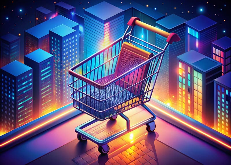 Isometric Shopping Cart Illustration for Online Retail and Ecommerce a ...