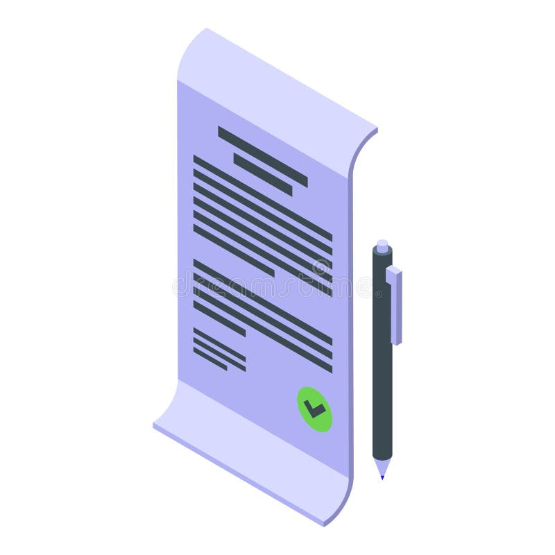 Isometric Signed Contract with Pen Illustration Stock Illustration ...