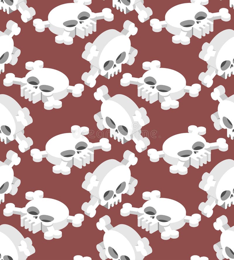 Isometric Skull Seamless Pattern. Head Skeletal Pattern. Crossbones ...