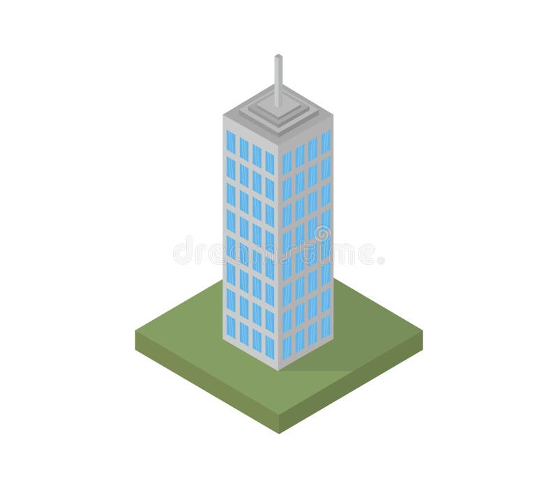 Isometric Skyscraper Icon Illustrated in Vector on White Background ...