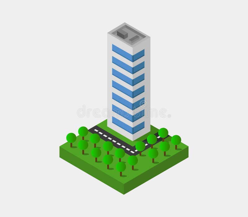 Isometric Skyscraper Icon Illustrated in Vector on White Background ...
