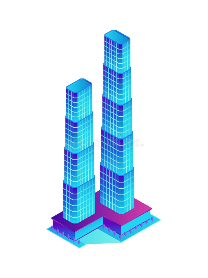 Isometric Skyscrapers Icon stock vector. Illustration of downtown ...