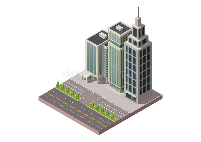 Isometric Skyscrapers Offices Building Stock Illustration ...