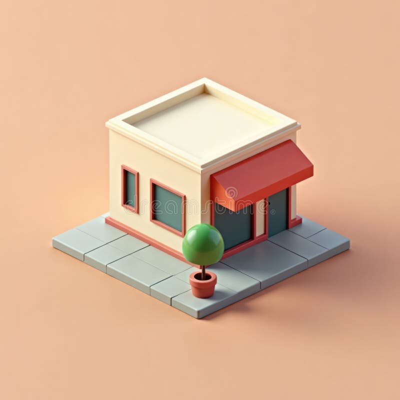Isometric Small Store Model Global Architectural Style. Simple Building ...