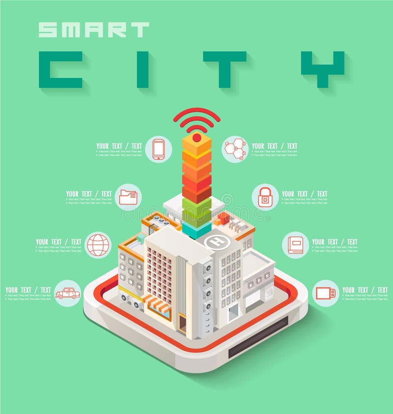 Isometric Smart City Communication Capital Concept, Vector Illustrator ...