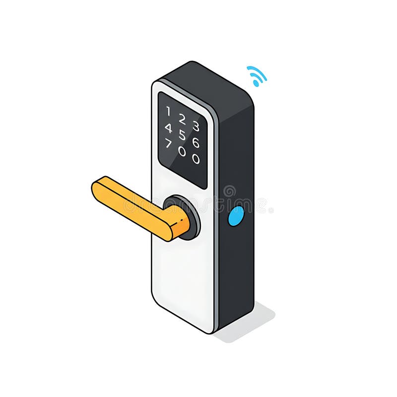 Smart Door Lock with Keypad Stock Illustration - Illustration of ...
