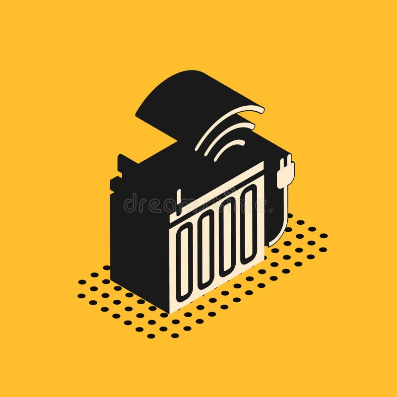 Isometric Smart Heating Radiator System Icon Isolated on Yellow ...