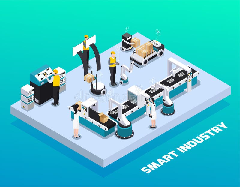 Smart Industry Manufacturing Isometric Composition Stock Vector ...