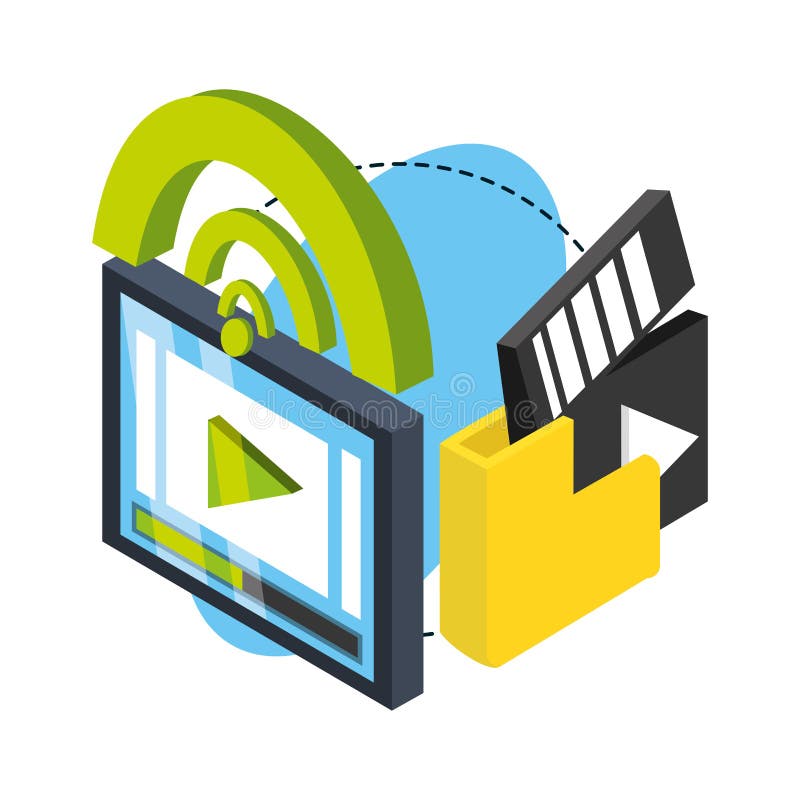 Isometric Smart Tv with with Connect and Files Apps Stock Vector ...