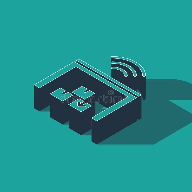 Isometric Smart Warehouse System Icon Isolated on Green Background ...