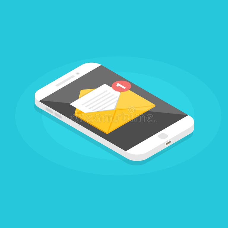 Isometric Smartphone with Email Notification. Get E-mail Concept Stock ...