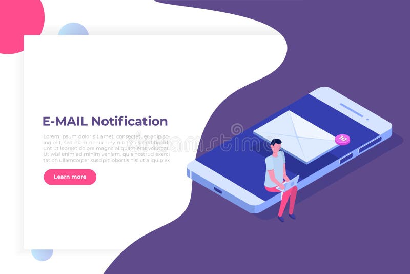 Isometric Smartphone with Email Notification. Get E-mail Concept Stock ...