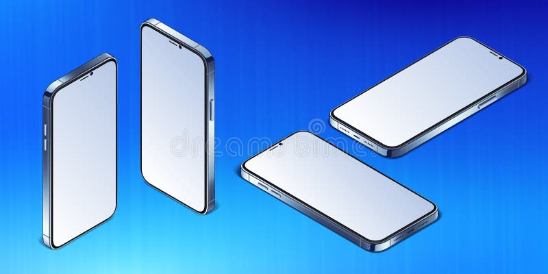Isometric Smartphone with Metal Frame Stock Vector - Illustration of ...