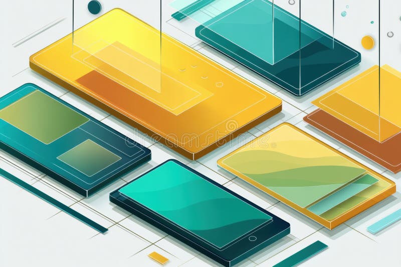 Isometric Smartphone Mockup with Layered User Interface Screens ...