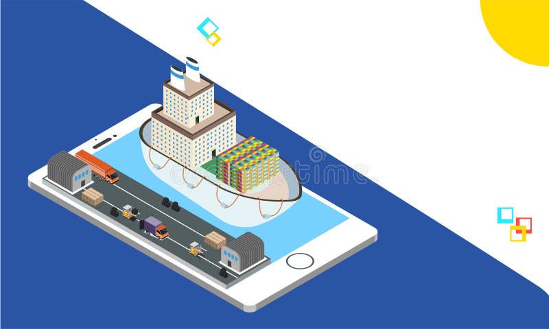 Isometric Smartphone with Shipping Tracking System, Location Tracking ...
