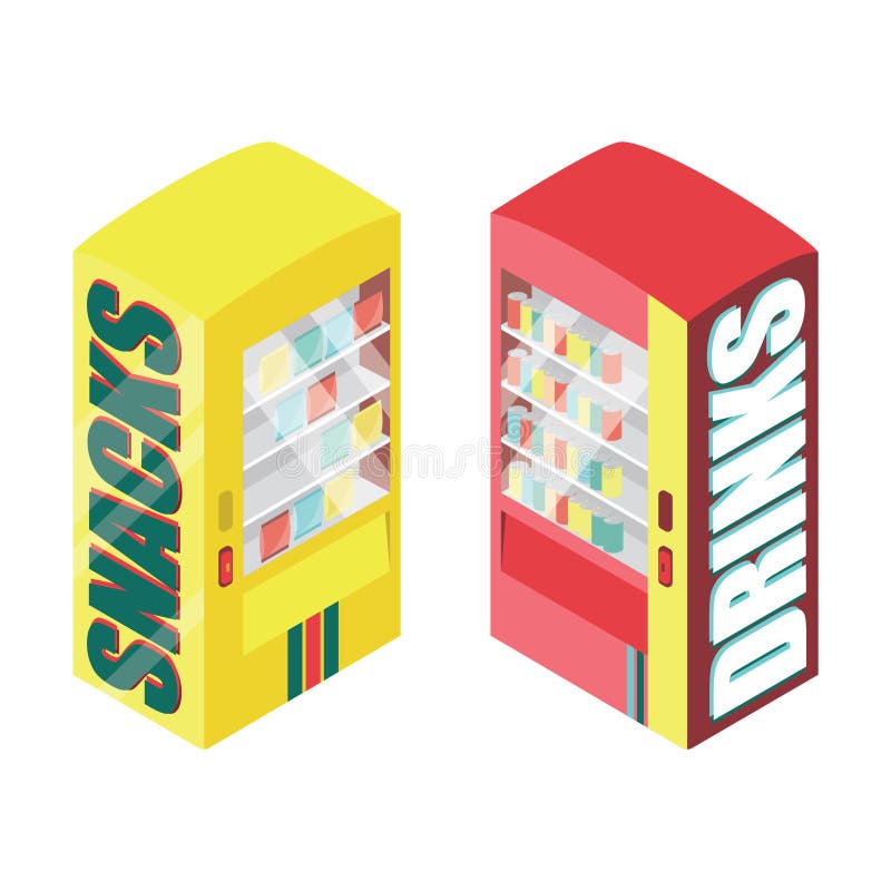 Isometric Snacks and Drinks Machine. Vector Illustration Decorative ...