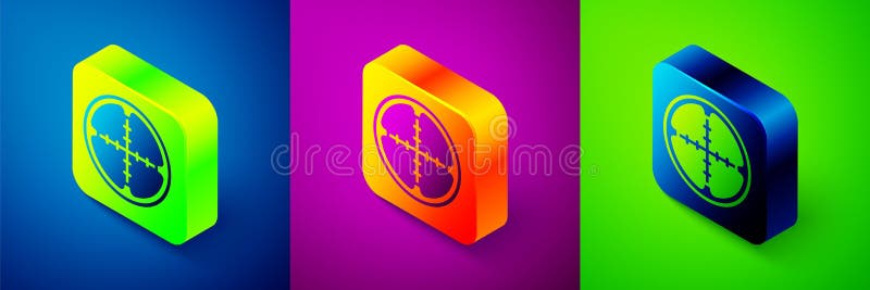 Isometric Sniper Optical Sight Icon Isolated on Blue, Purple and Green ... Isometric Sniper Optical Sight Icon Isolated on Blue, Purple and Green ...