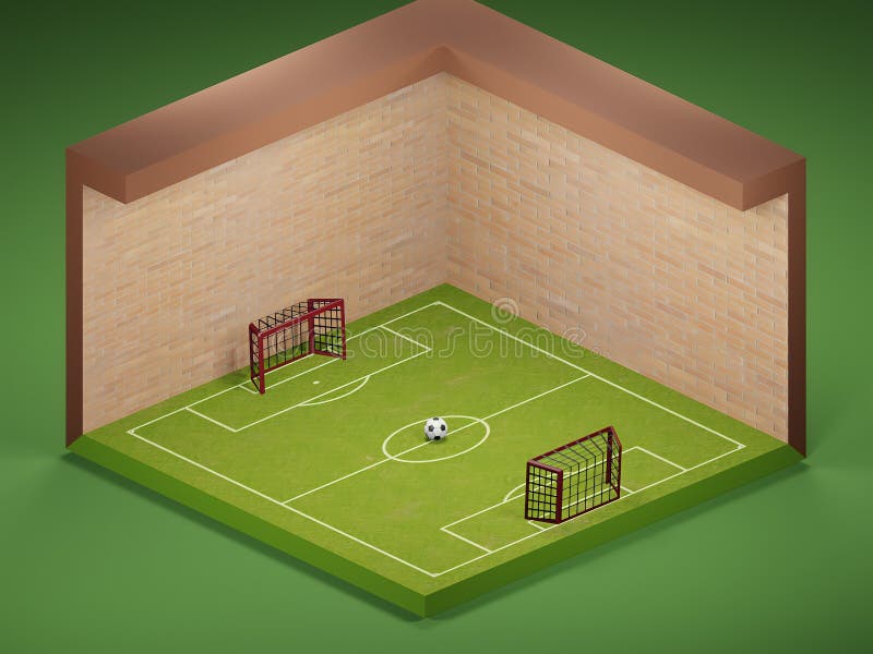 Isometric Soccer Field Art 3d Illustration Stock Illustration ...