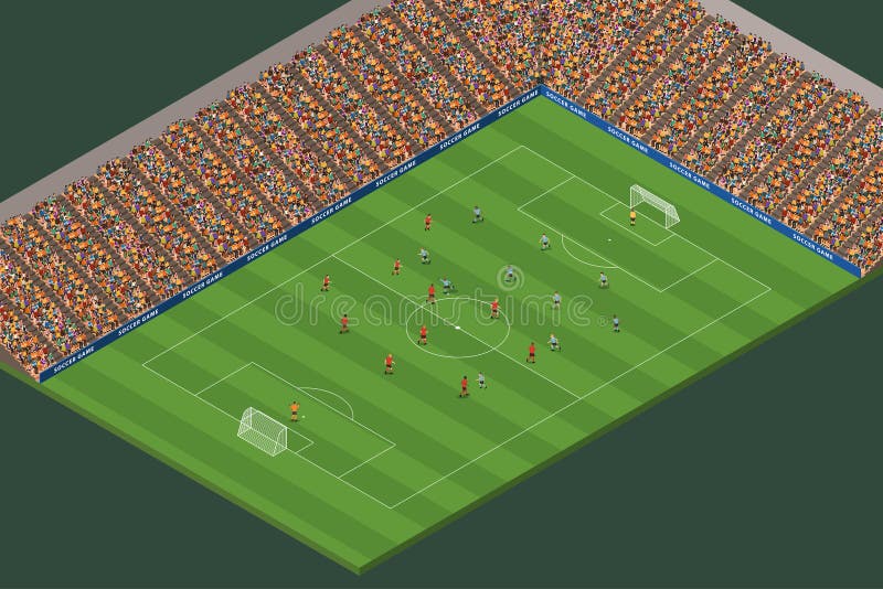 Isometric Soccer Game in a Stadium Vector Illustration Stock Vector ...