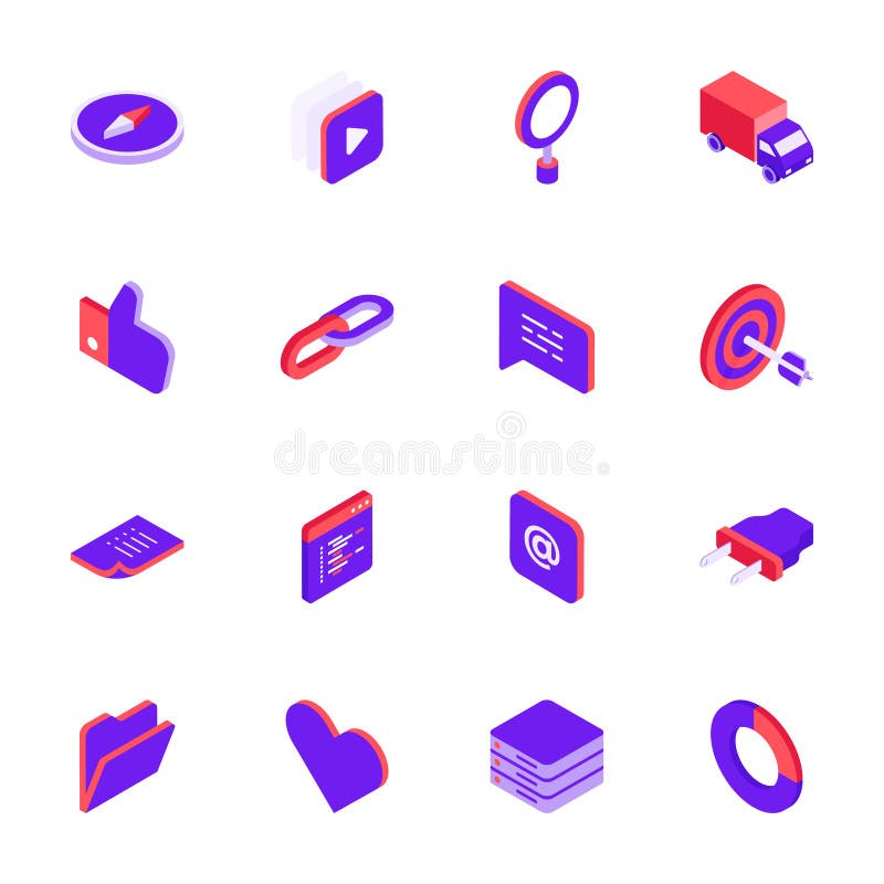 Isometric Social Media Icons Set Vector Illustration. Stock Vector ...