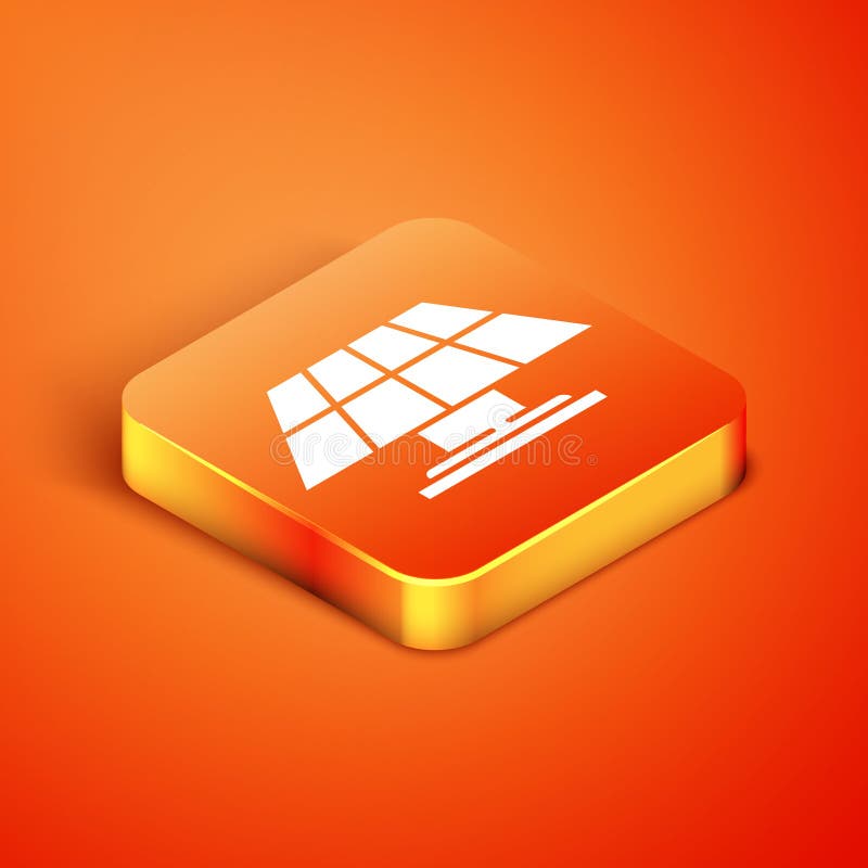 Isometric Solar Energy Panel Icon Isolated on Orange Background. Vector ...