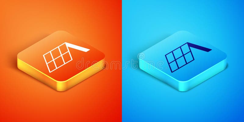 Isometric Solar Energy Panel Icon Isolated on Orange and Blue ...