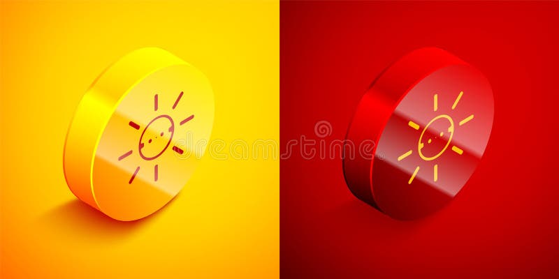Isometric Solar Energy Panel Icon Isolated on Orange and Red Background ...